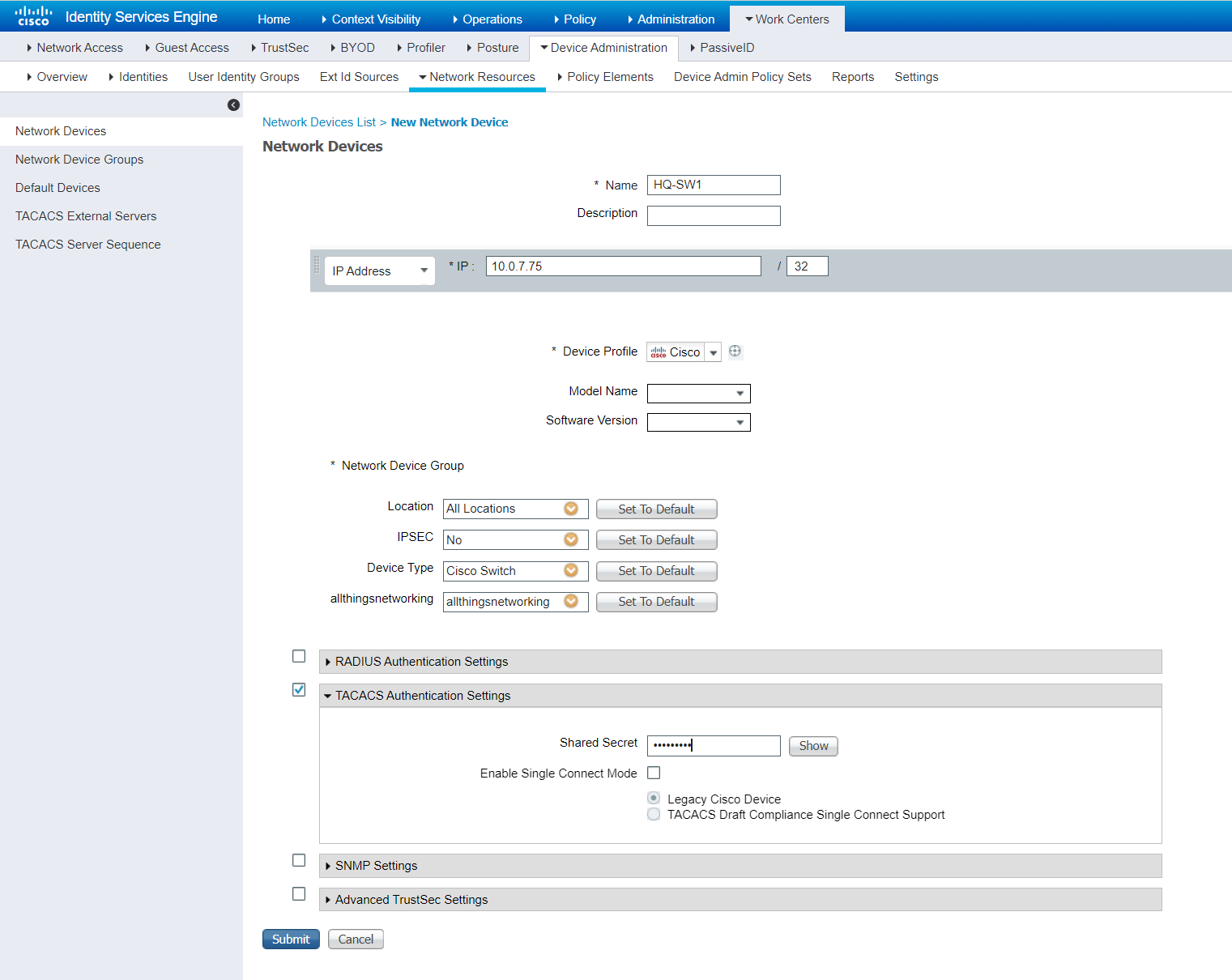 ISE TACACS Configuration - AllThingsNetworking ISE TACACS Configuration - AllThingsNetworking